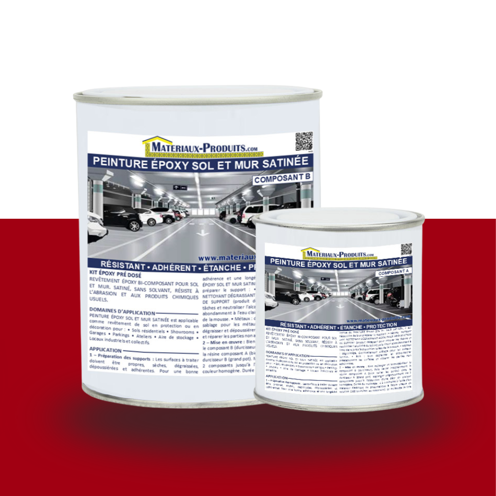 Peinture époxy sol et mur satinée Kit de 1 Kg Rouge RAL 3013 - PEINT60 ...