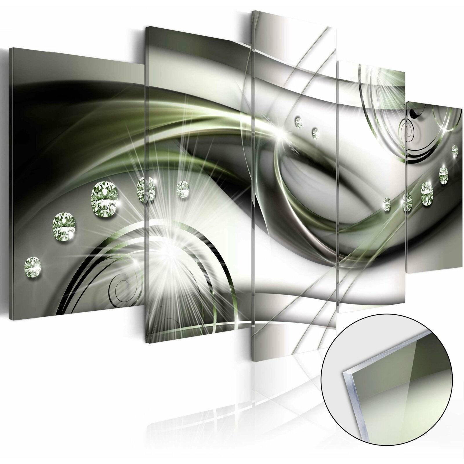 Tableau sur verre la vague de lueur verte - 200 x 100 cm | Leroy Merlin