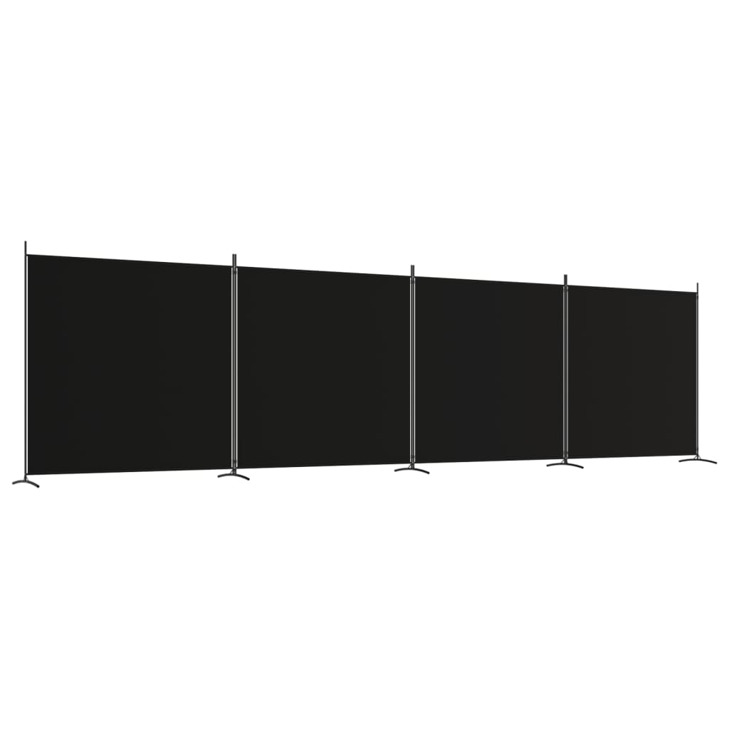 Biombo divisor de 4 paneles de tela negro 698x180 cm - COMFORTXL ...
