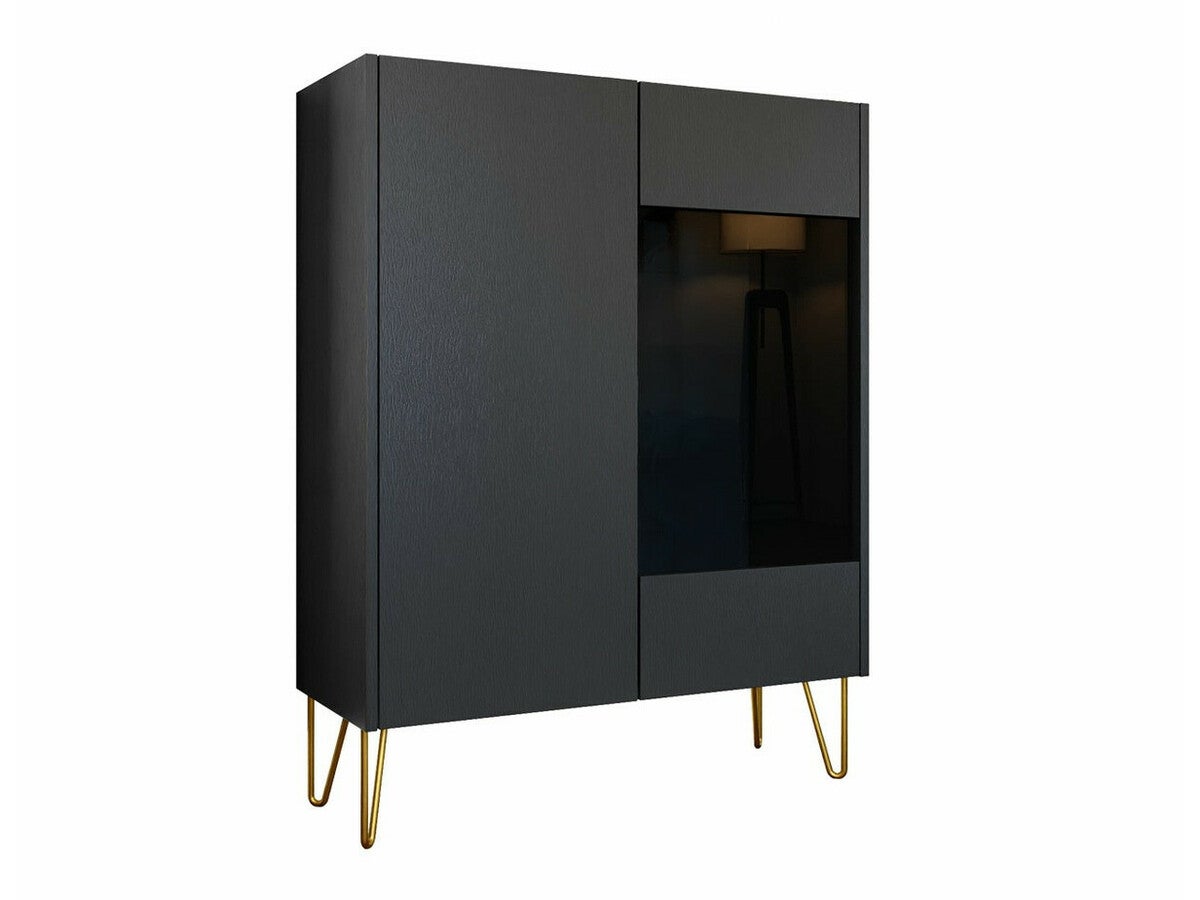 Vetrina Lima M104, Marmo nero, Grafite, Con porte, Il numero di porte ...