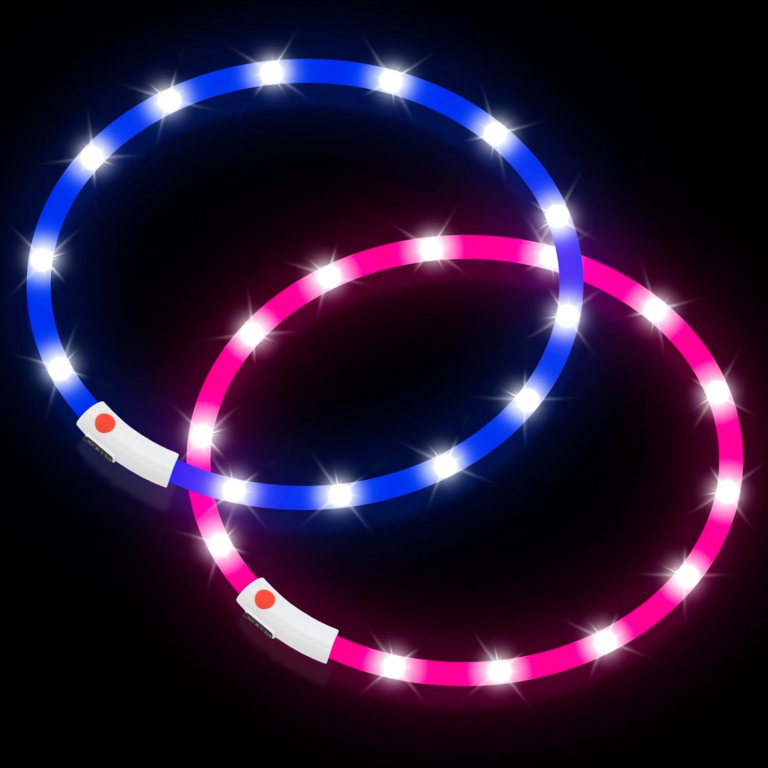Collares luminosos para perros - Paquete de 2 collares LED recargables ...