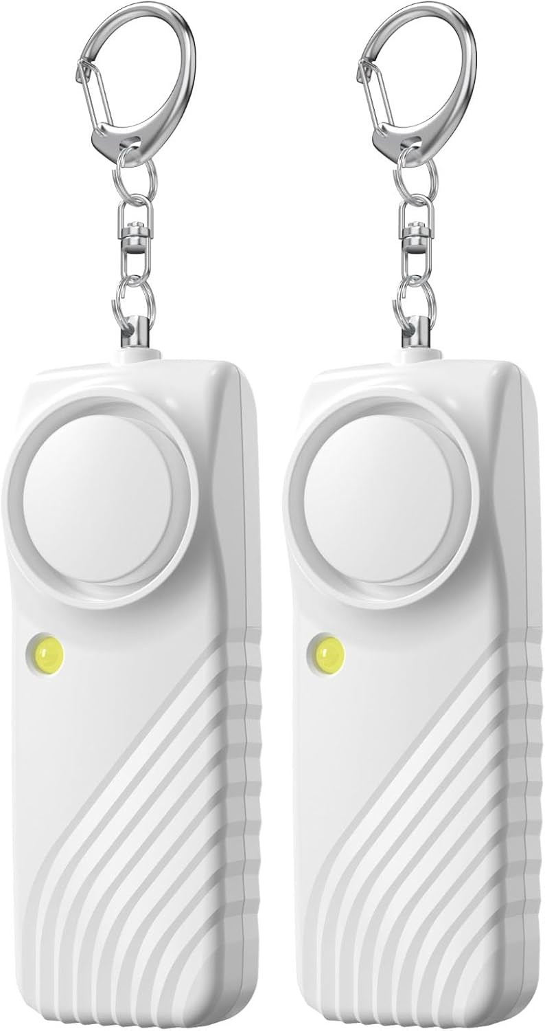 Alarma personal portátil, 130 dB, con linterna LED, sirena de emergencia, blanco, lote de 2 ...