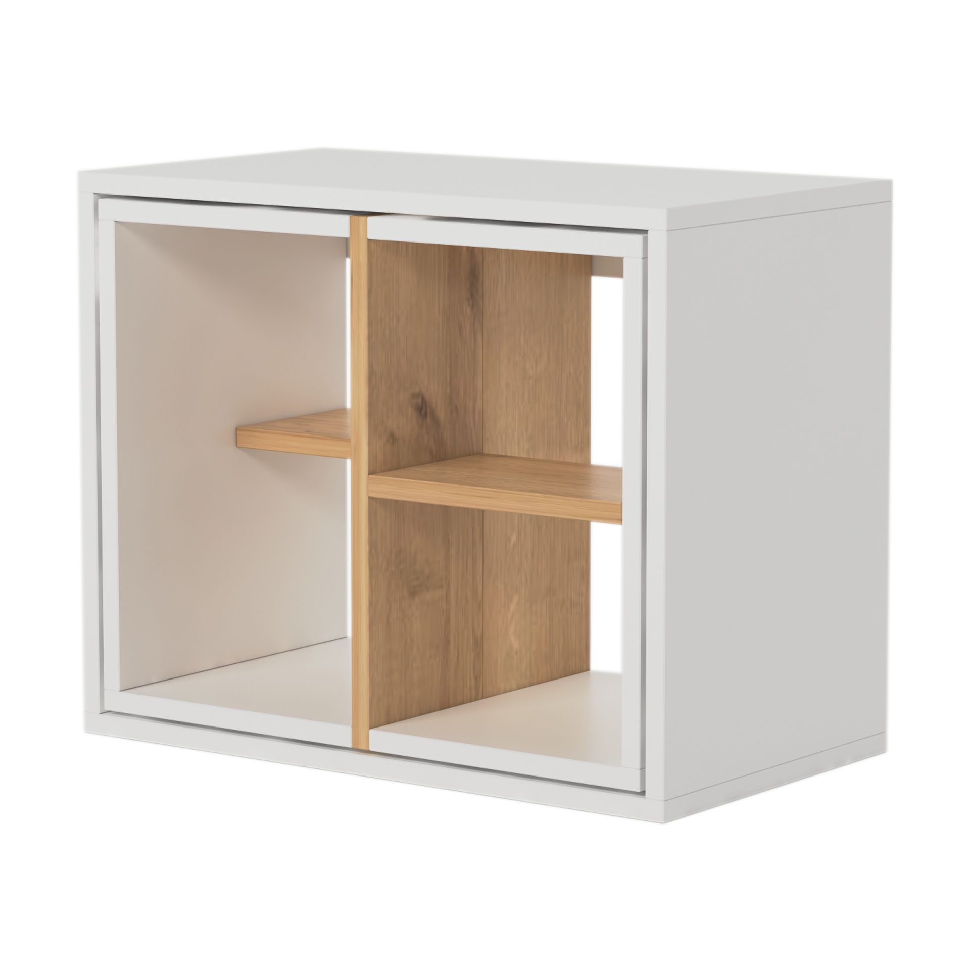 Ensemble de table d'appoint et 2 étagères au sol Zayna Blanc et Bois ...