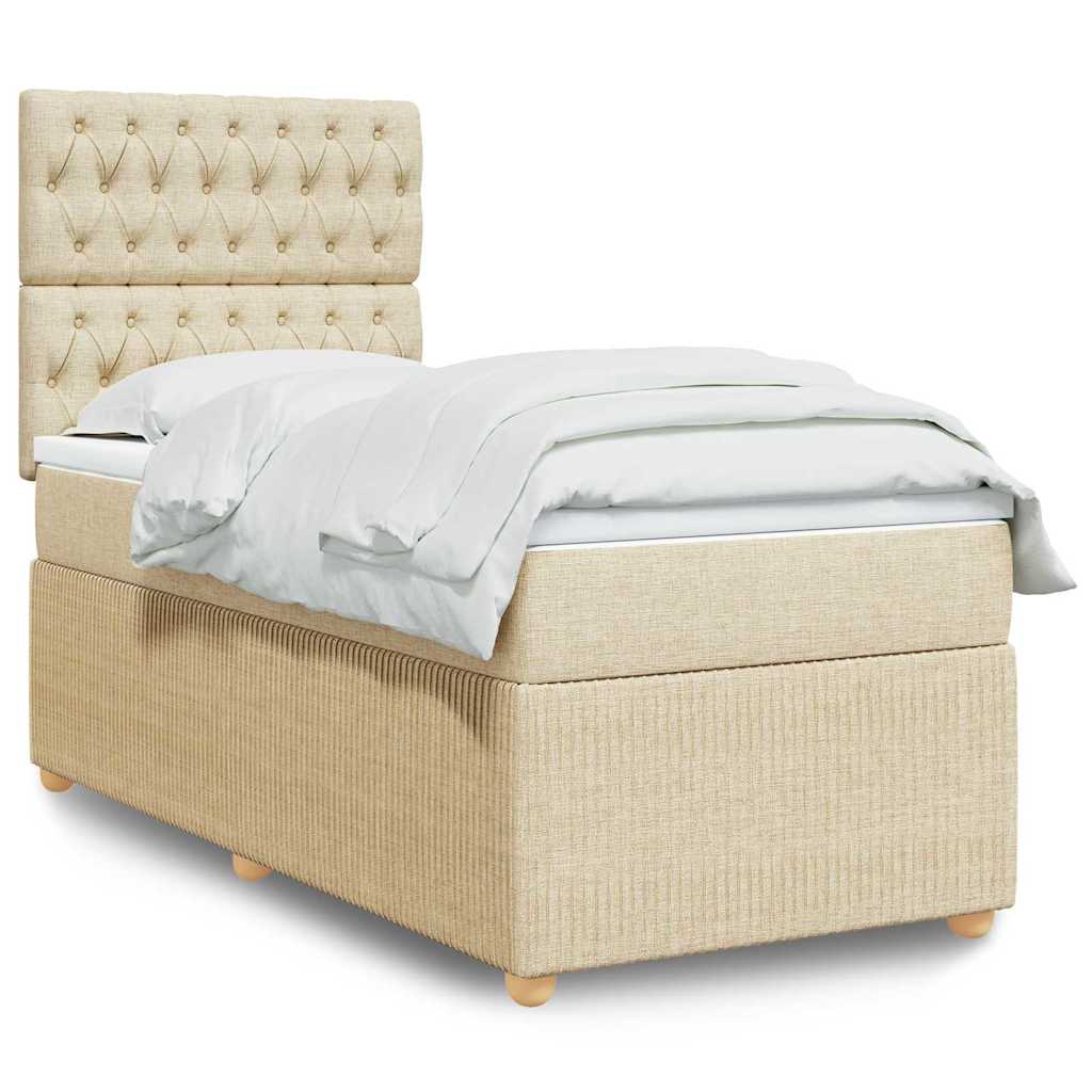 Cama box spring con colchón tela color crema 100x200 cm | Leroy Merlin