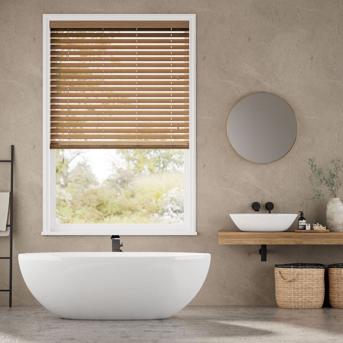 Venecianas Madera Efecto madera con escalerilla Color Canela tx 113x120 ...