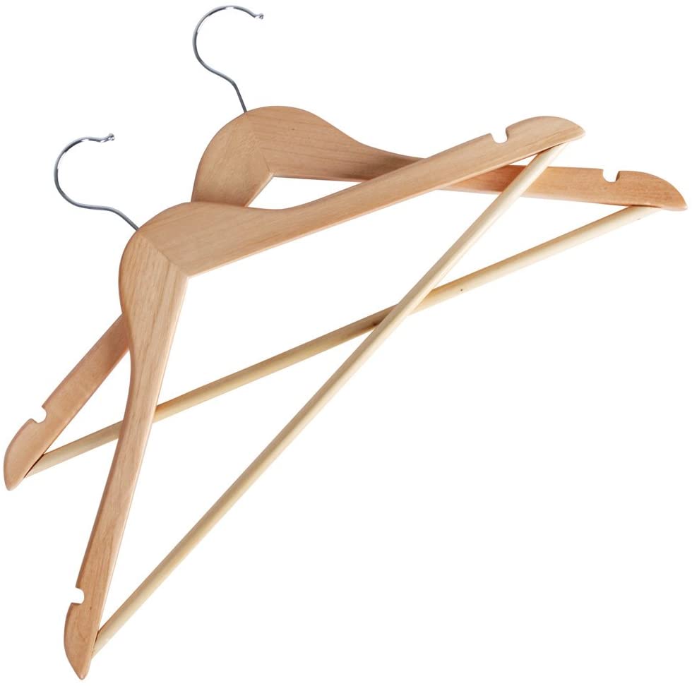 Paquete de 50 perchas de madera con gancho giratorio de 360° de ...