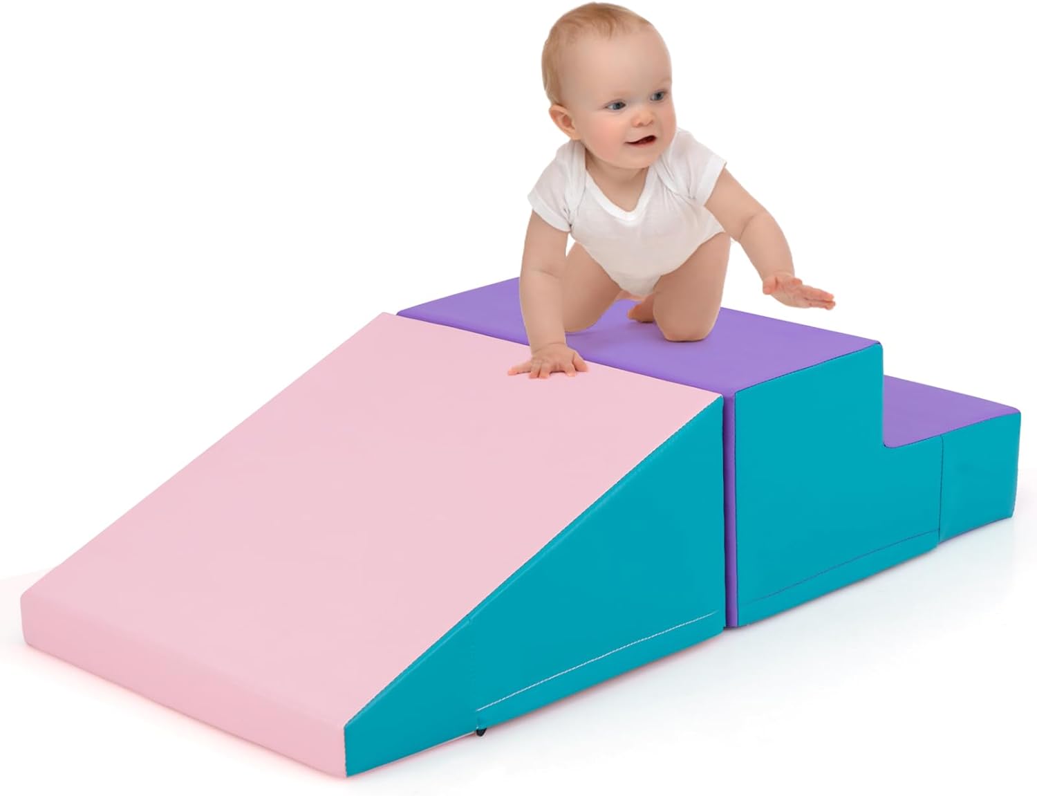 2PCS Parcours Motricité Bébé en Mousse avec Housse Amovible en PU,avec ...