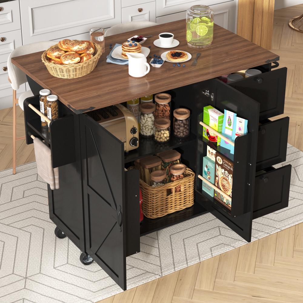 Isla de cocina con encimera extensible, carrito de servicio 140x45x92,5 ...