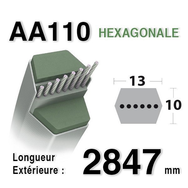 COURROIE AA110 - Courroie lisse héxagonale 2847 mm | Leroy Merlin
