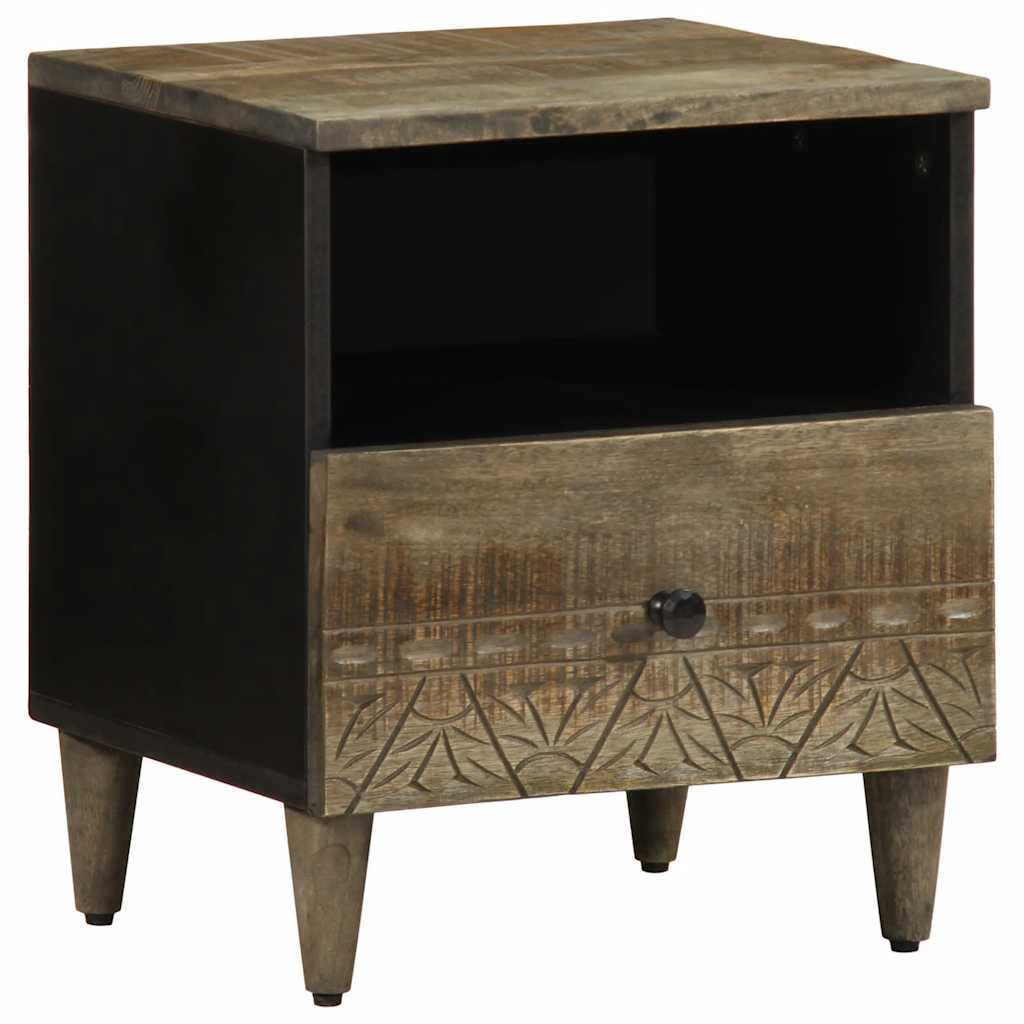 Table de chevet | Table d'appoint | Table de nuit gris clair 40x33x46 cm bois de manguier solide ...