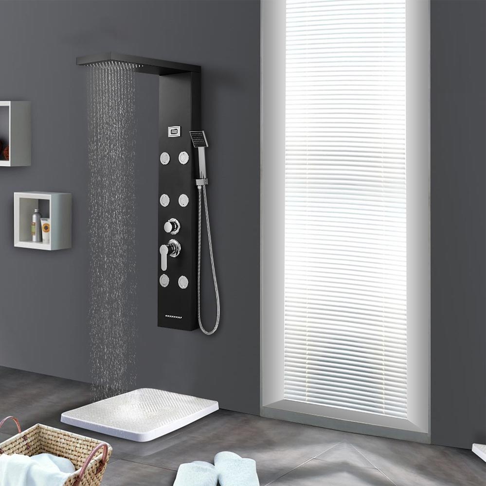 AURALUMMAX Colonne Douche Noir LED Panneau douche pour Salle Bain ...