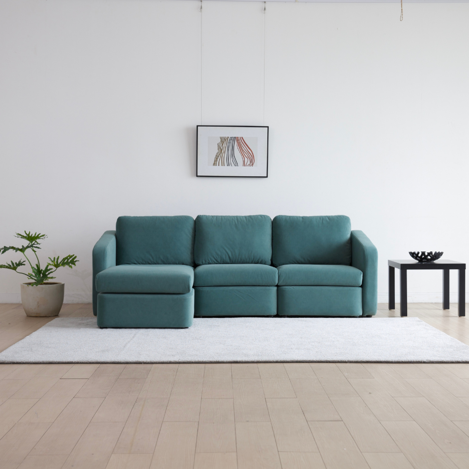 KONEKT Divano componibile 3 posti blu con pouf | Leroy Merlin