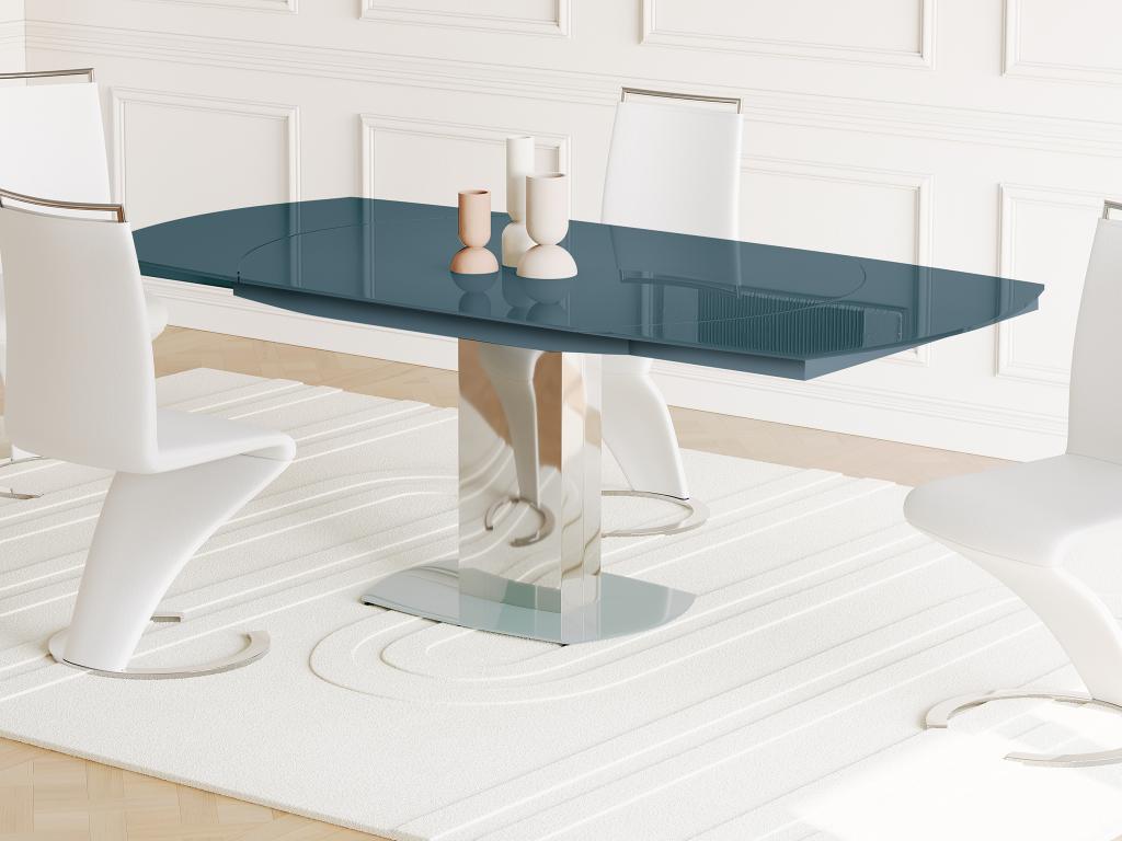 Table à manger extensible TALICIA - Verre trempé & métal - 6 à 8 ...