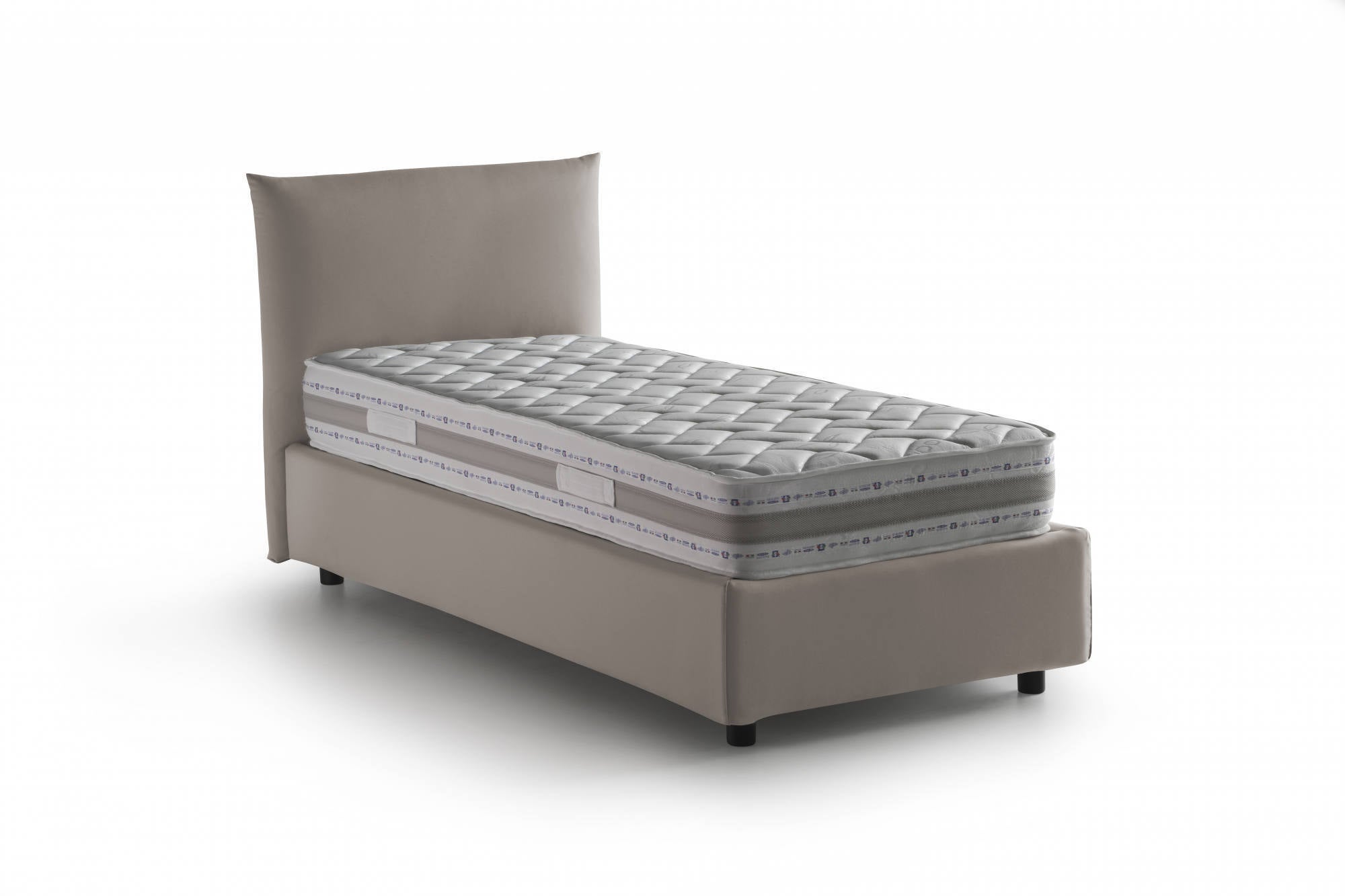 Cama individual Azeglio, Cama contenedor con revestimiento de tela, 100 ...