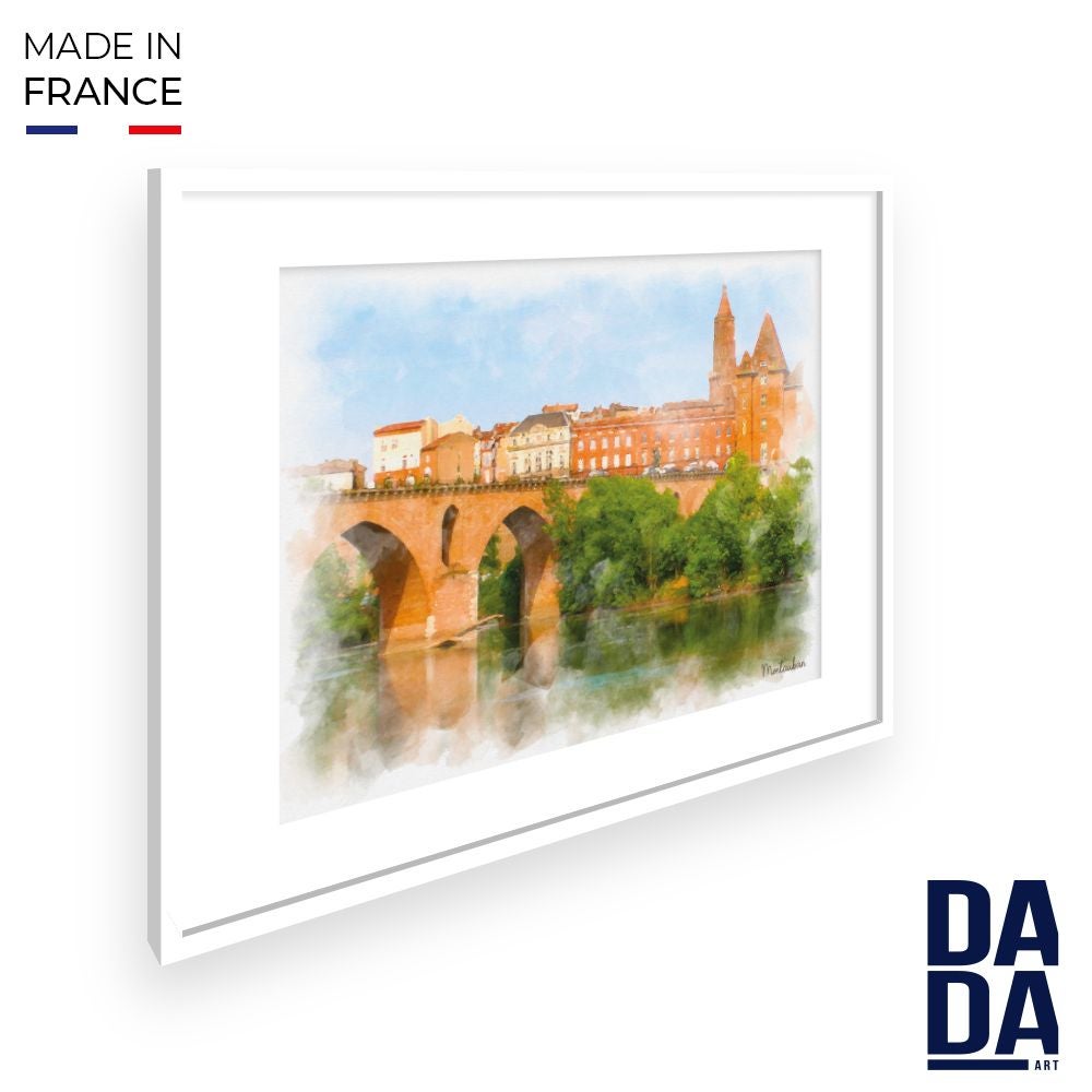 Image encadrée Pont Neuf de Montauban / 40x50 cm / Cadre Blanc ...