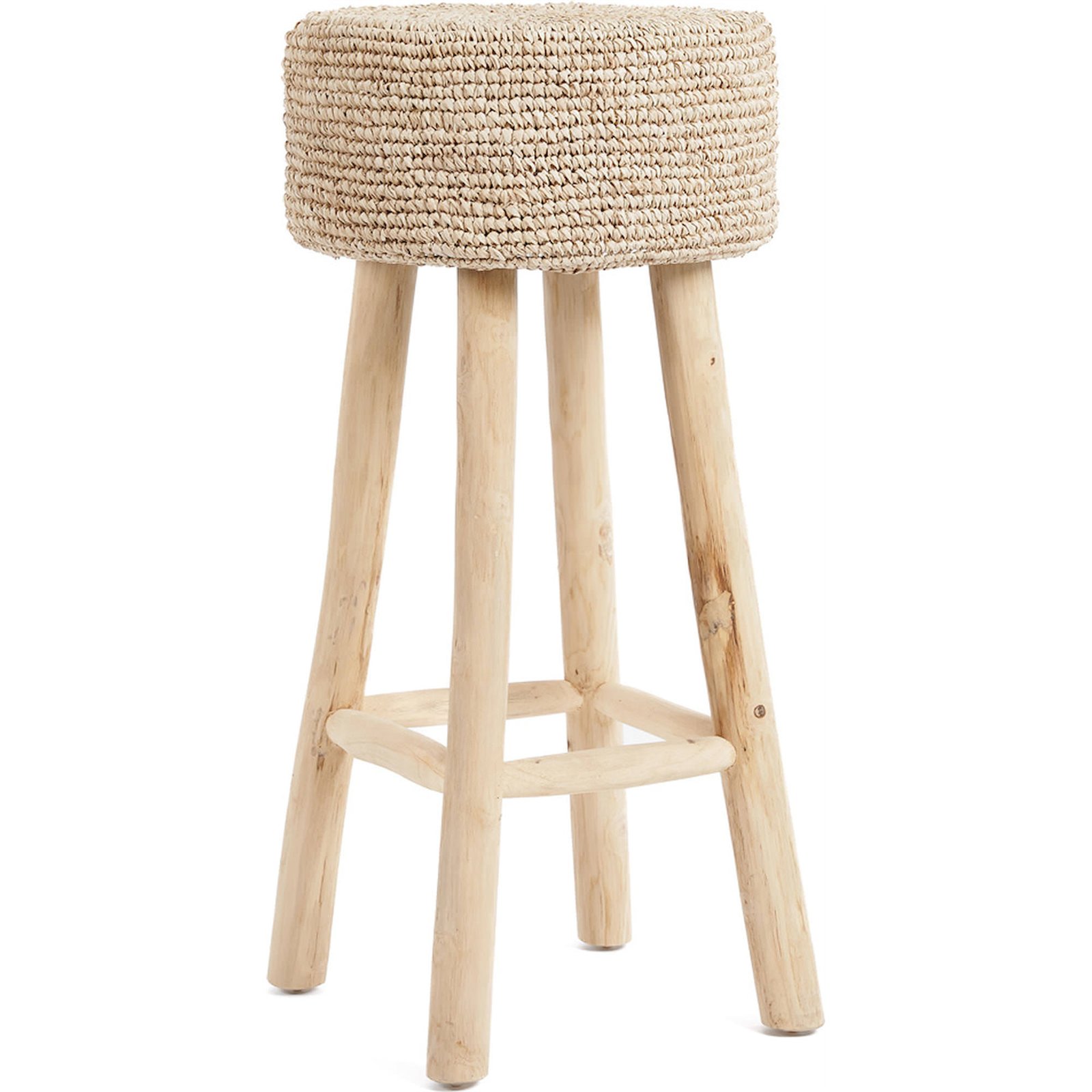 Tabouret de bar en rafia et teck Bazar Bizar 35 x 35 x 75 cm Teinte ...