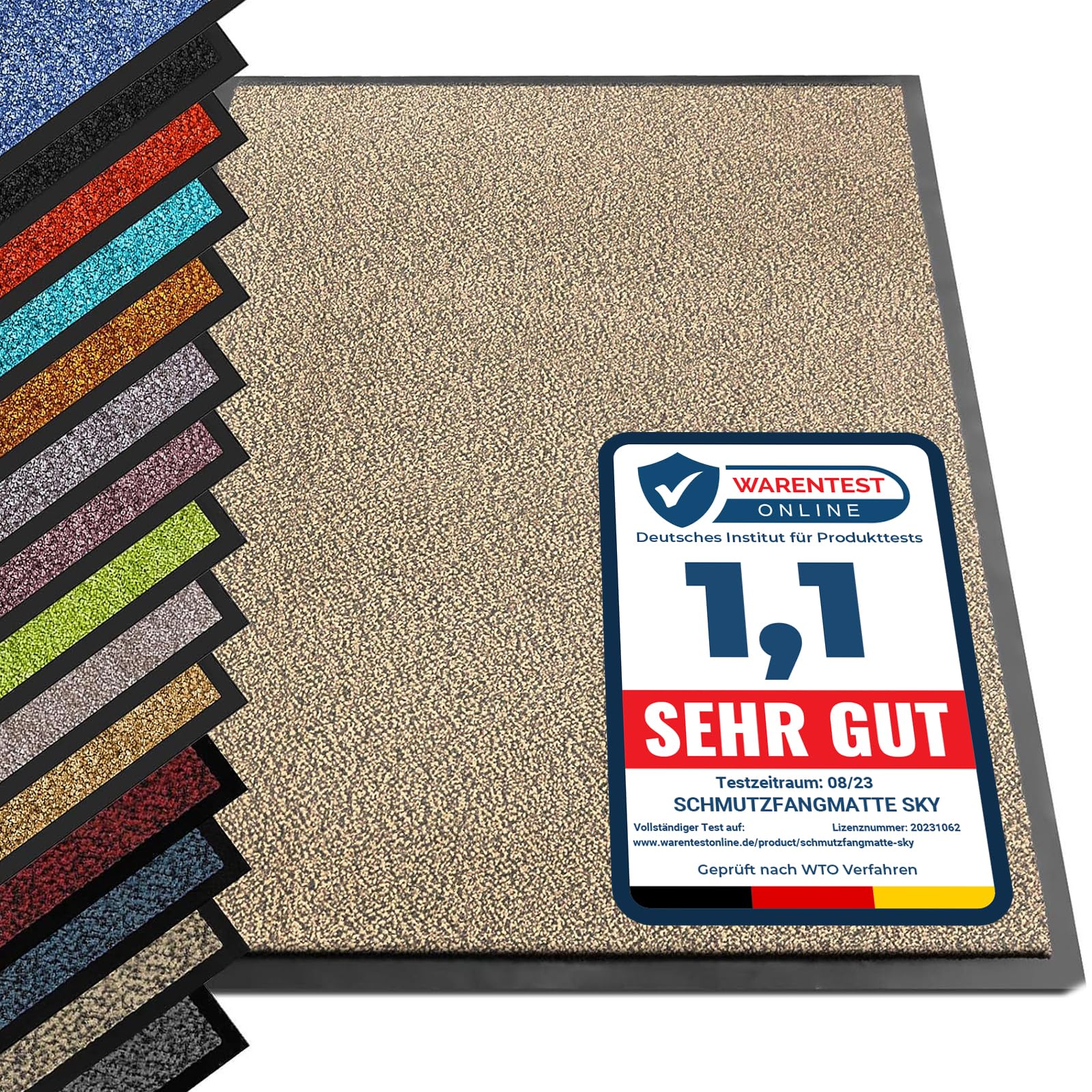 Rhine Alfombra de entrada lavable, certificada Oeko-Tex Ocre Negro ...