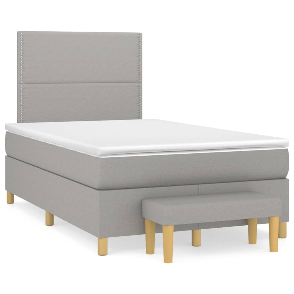 Cama doble | Cama box spring | Cama para adultos con colchón tela gris ...