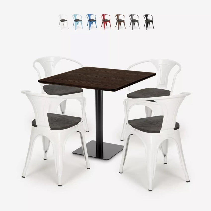 Ensemble 1 table horeca 90x90cm bar restaurant et 4 chaises style burke ...