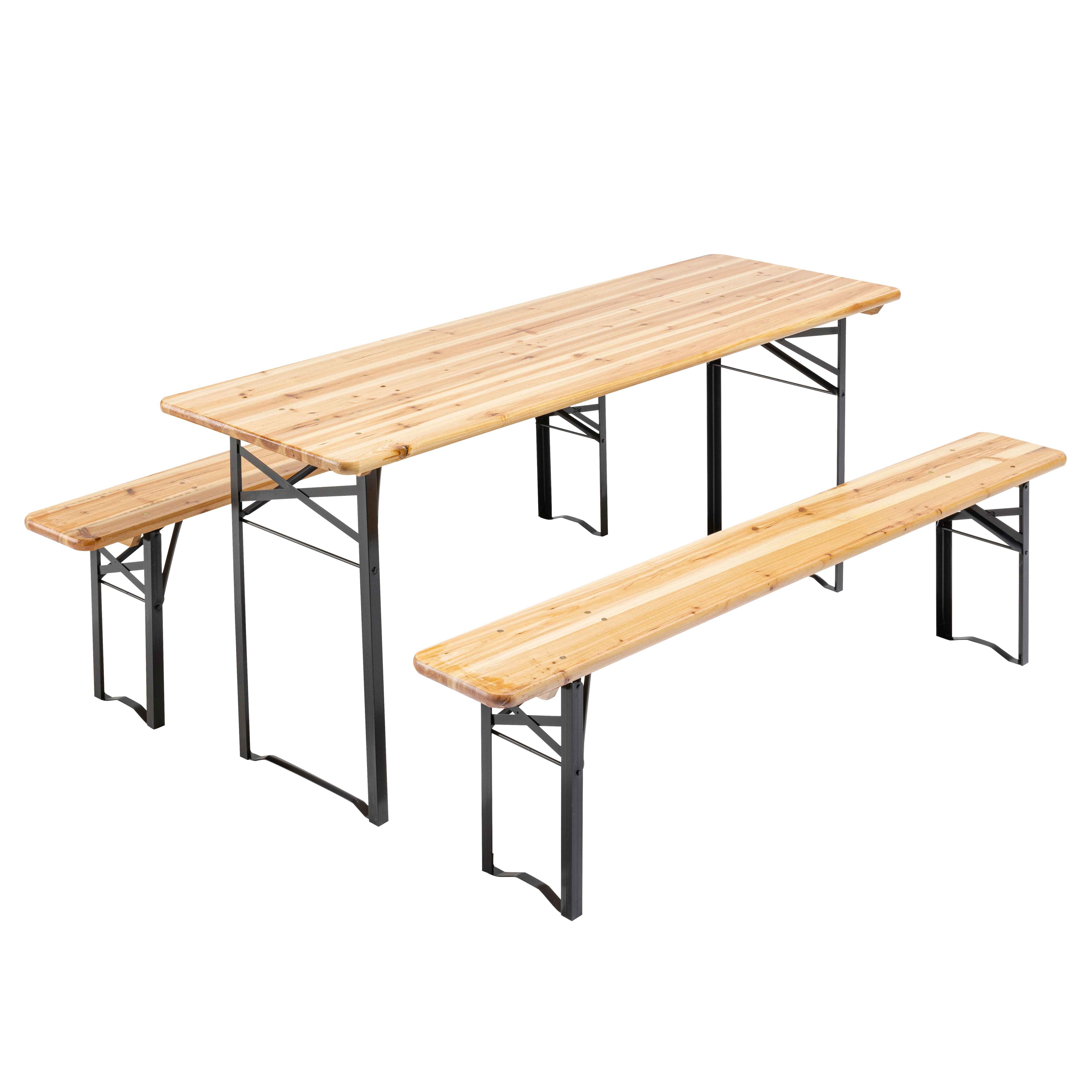 Set de table et bancs brasserie en bois 180 cm | Leroy Merlin
