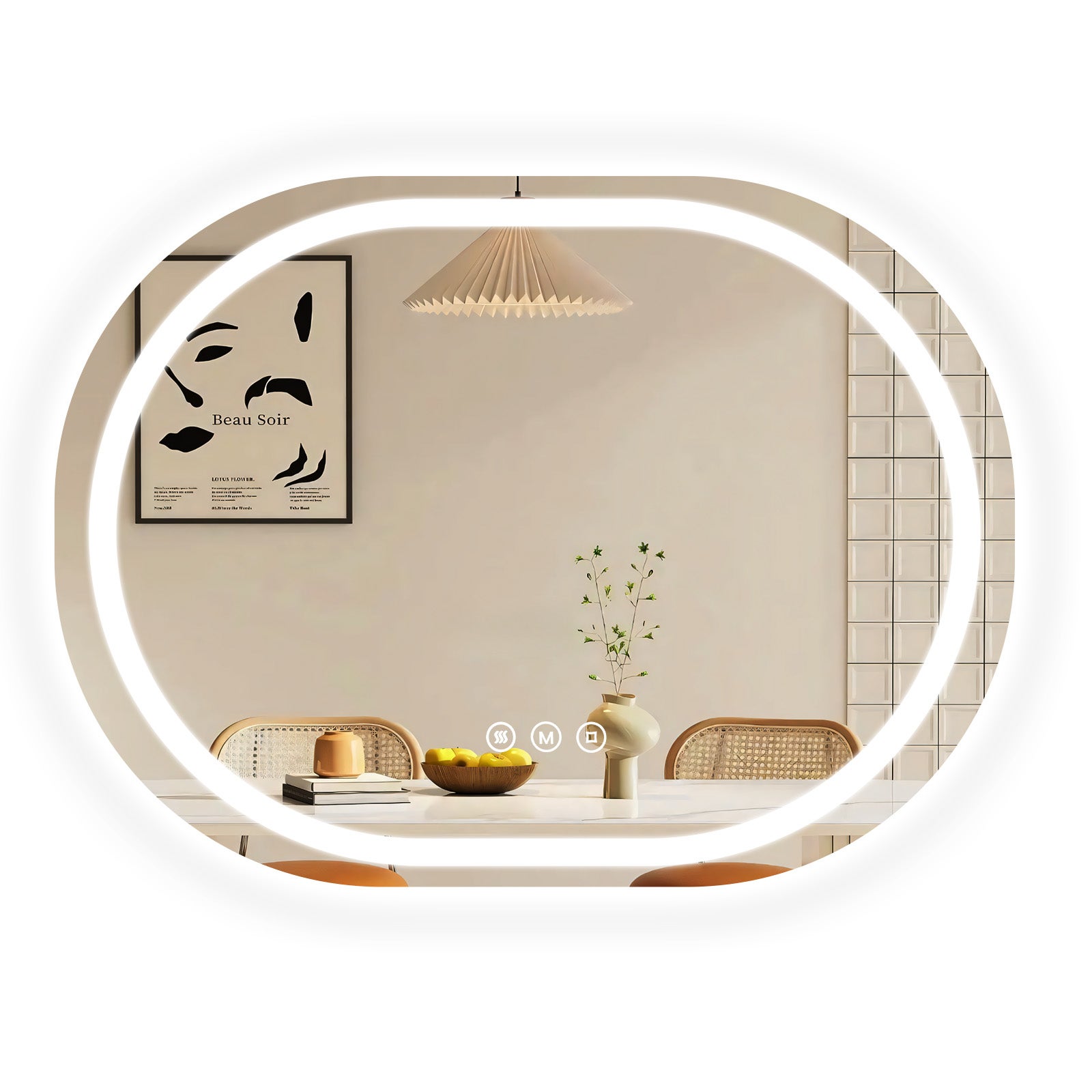 EMKE Owalne Lustro łazienkowe z oświetleniem LED 80x60 cm, z 3 barwy ...