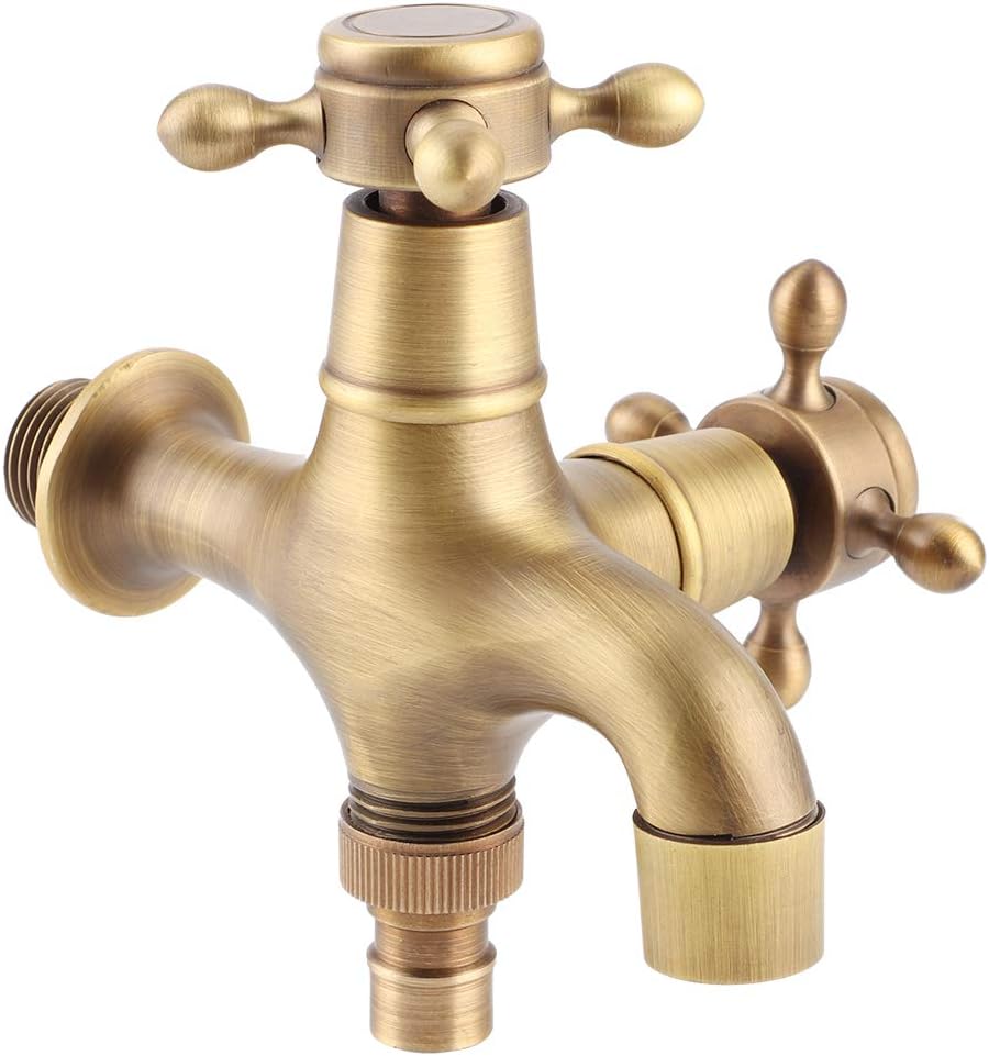 Robinet de Jardin en Laiton Massif Double Sortie Vintage Mural Lave ...