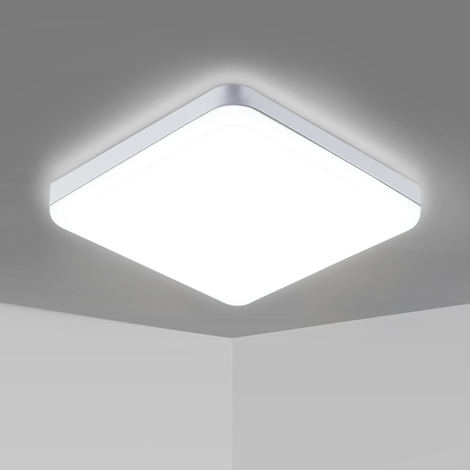 GOECO Lámpara de Techo LED Cuadrada 30W Impermeable IP44, Brillo 2700LM ...