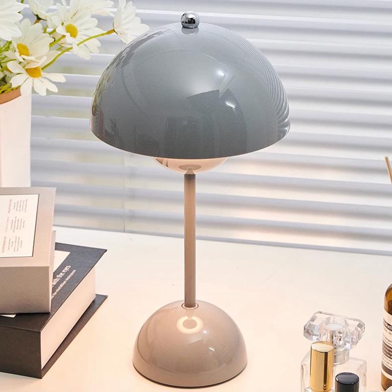Lampe de table champignon moderne, LED rétro, gris moyen | Leroy Merlin
