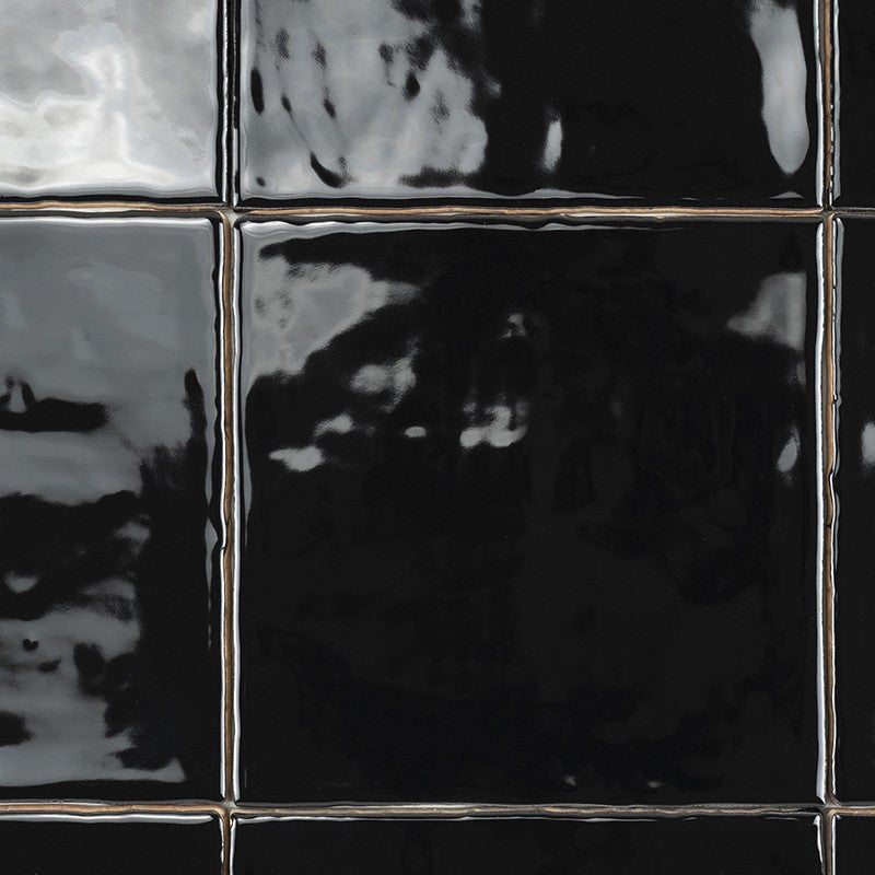 Azulejo Creta-13 Negro - 13x13 cm - Brillante - Pasta blanca | Leroy Merlin