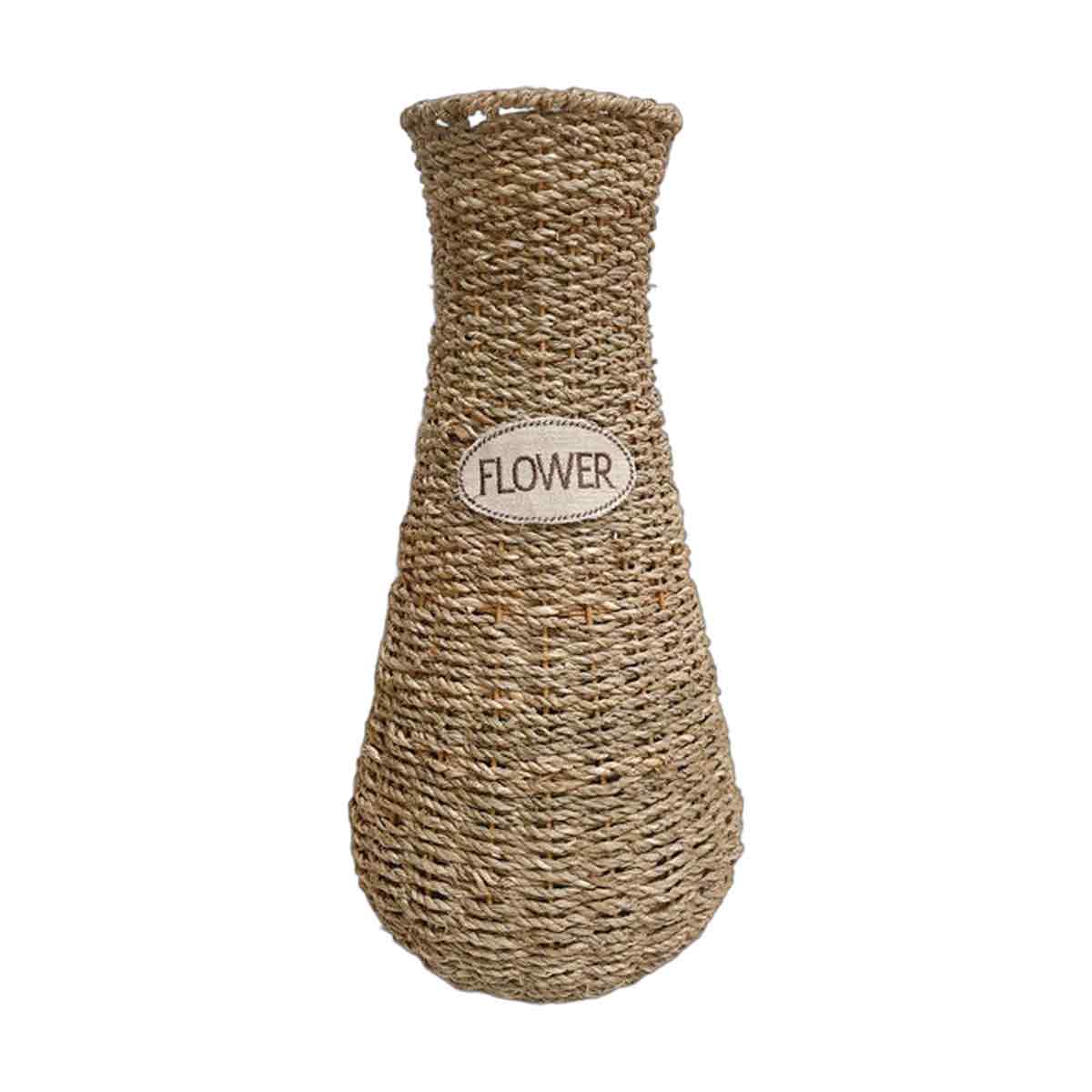 FANMITRK Grand vase haut au sol tressé en algues naturelles et osier ...