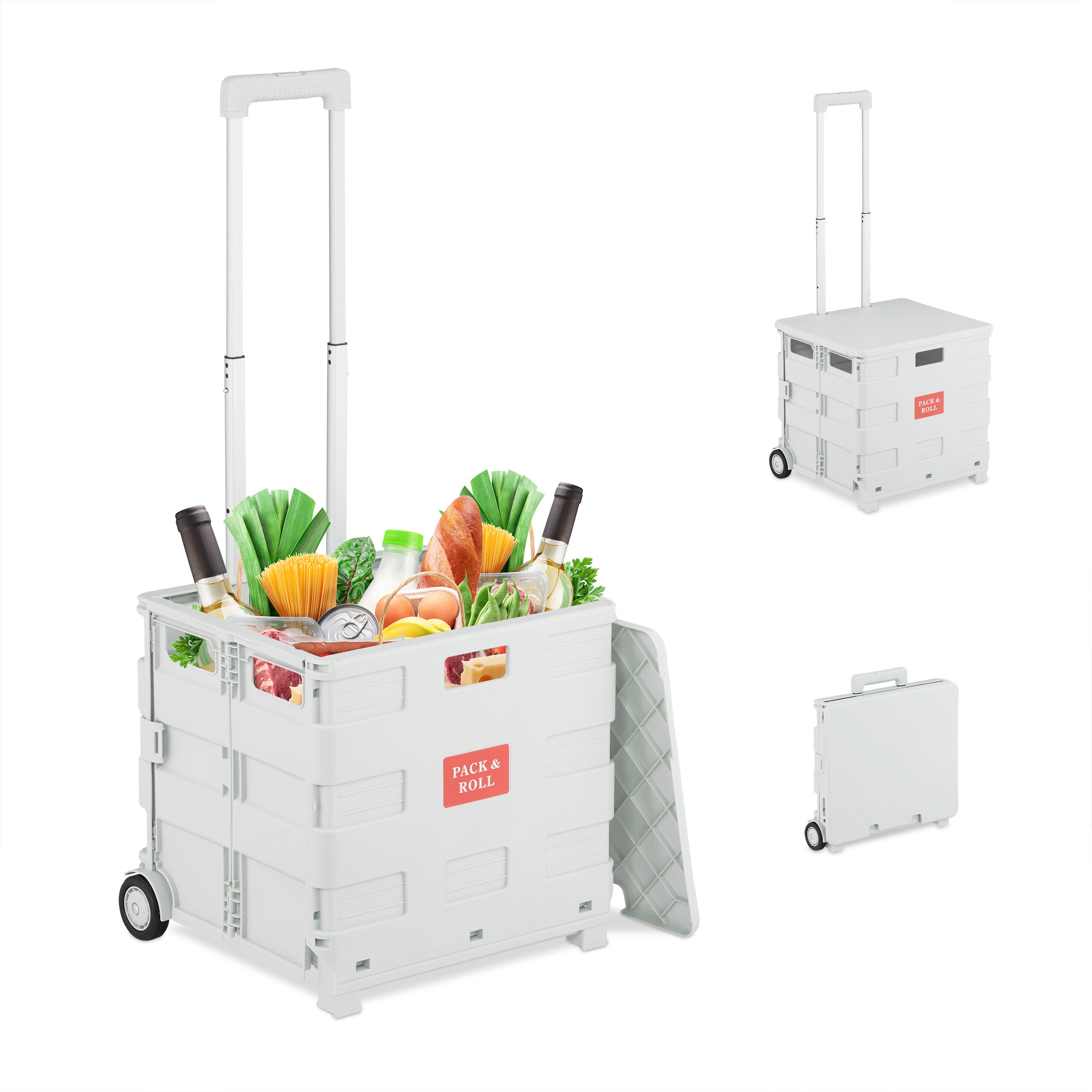 Relaxdays Carro de la Compra Plegable, Carrito de Transporte con Ruedas ...