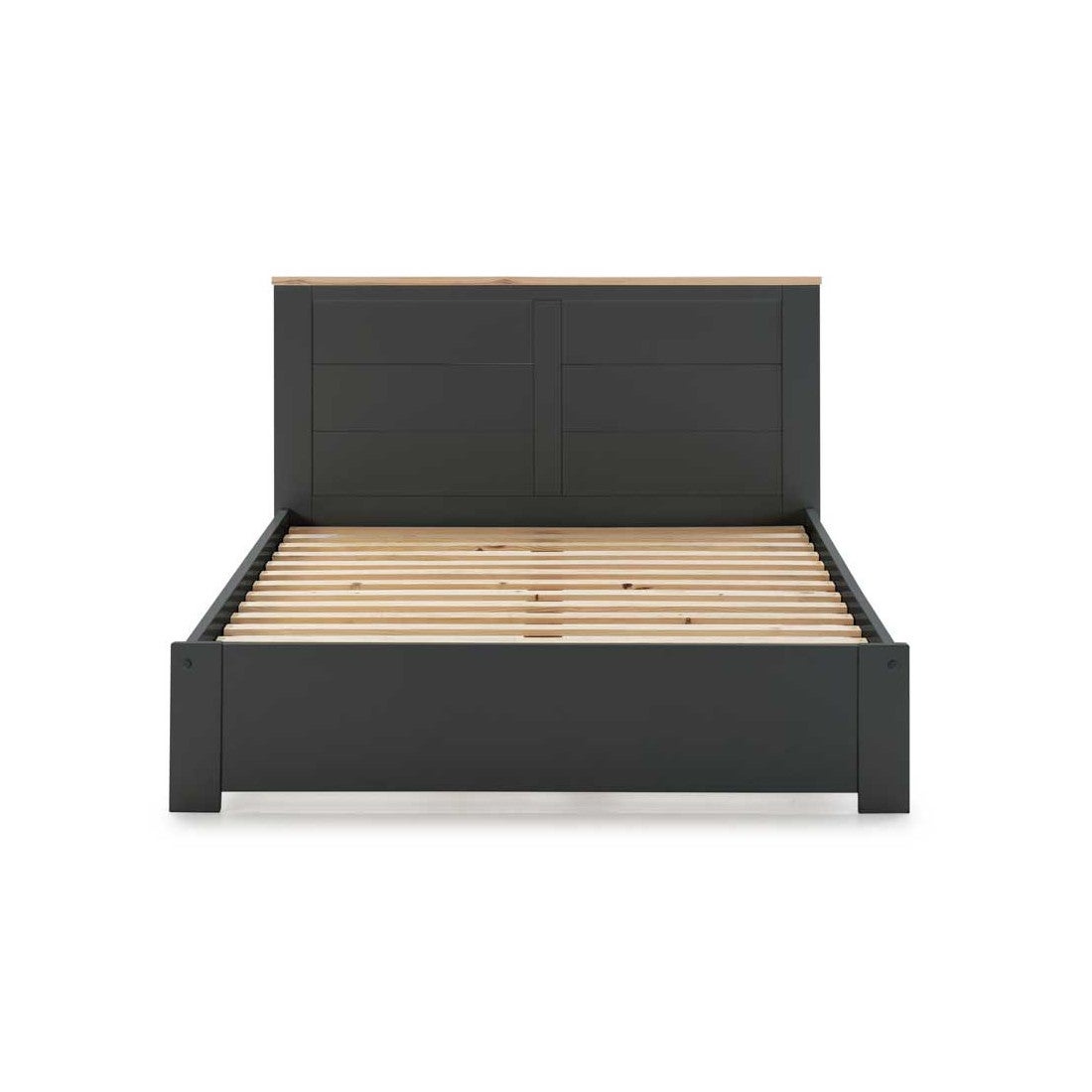 Lit complet 160X200 Gris Anthracite/Bois - DRUKI | Leroy Merlin