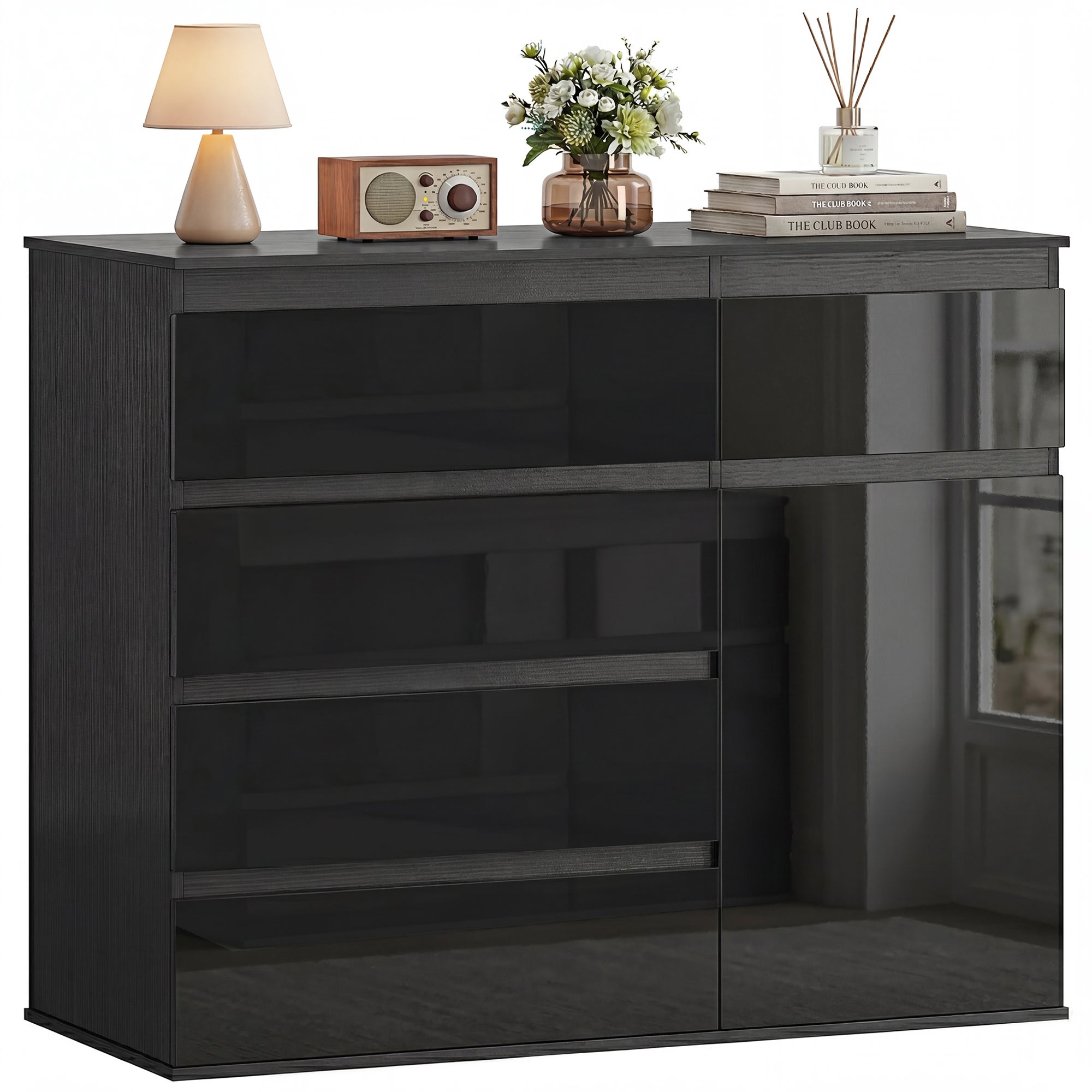 Modern Sideboard, Storage Sideboard with 5 Drawers, Adjustable Shelf ...