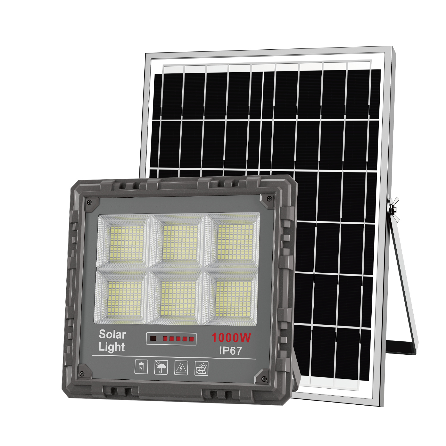 Lámpara Solar 1000W, panel monocristalino, batería LiFePO4, iluminación ...