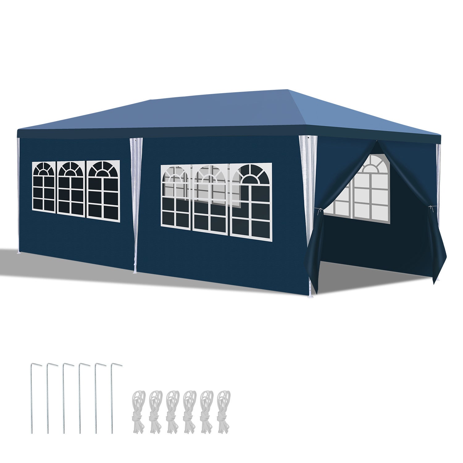 Cenador de jardín 3x6 m azul, carpa festiva impermeable con estructura ...