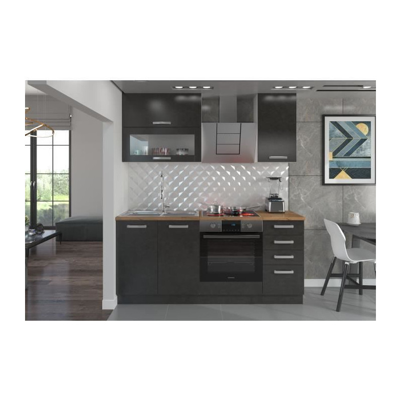 LASSEN Cuisine complete L 180 cm avec meuble four et plans de travail ...