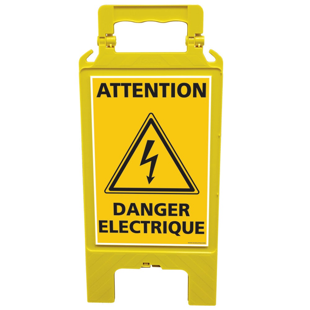 Chevalet de signalisation, attention danger electrique, Chevalet jaune ...