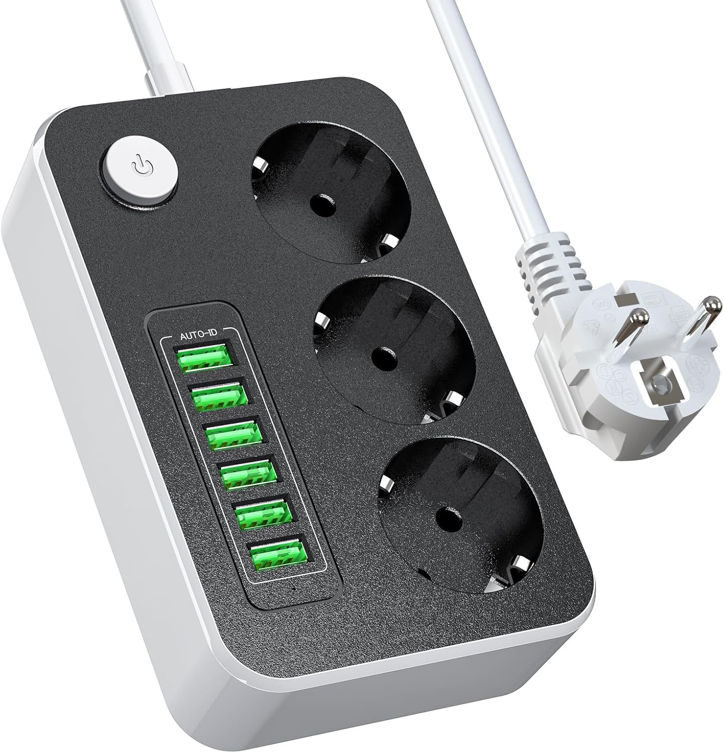 Multiprise avec protection contre les surtensions USB, 4 prises + 3 ...