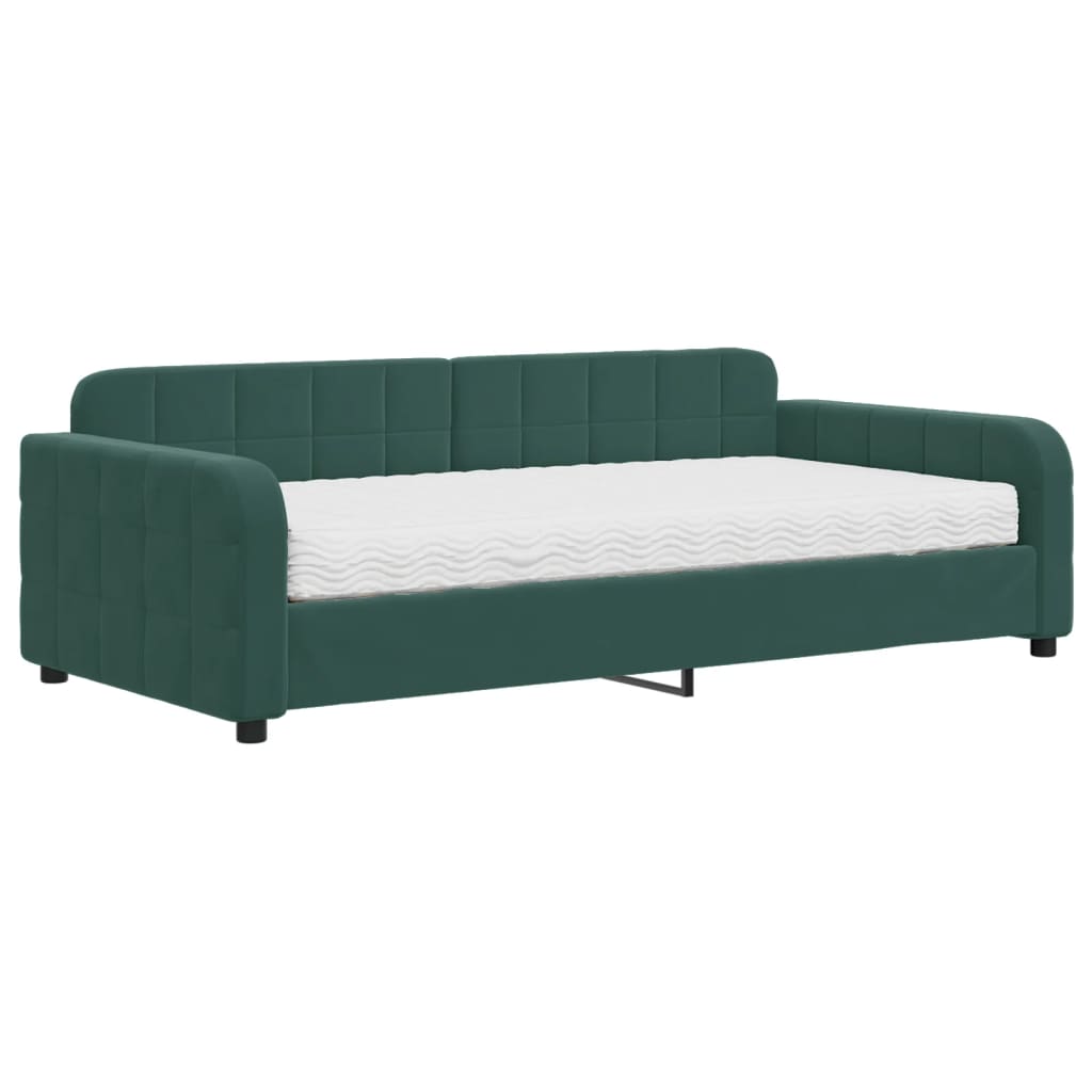 Canapé convertible avec matelas en velours vert foncé 100x200 cm ...