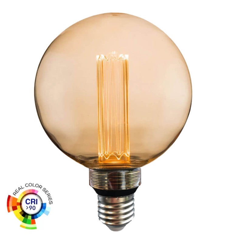 Ampoule Décorative E27 4W 400Lm, Verre d'or, Rétro, Filament LED, Globe G125, Lumière chaude ...