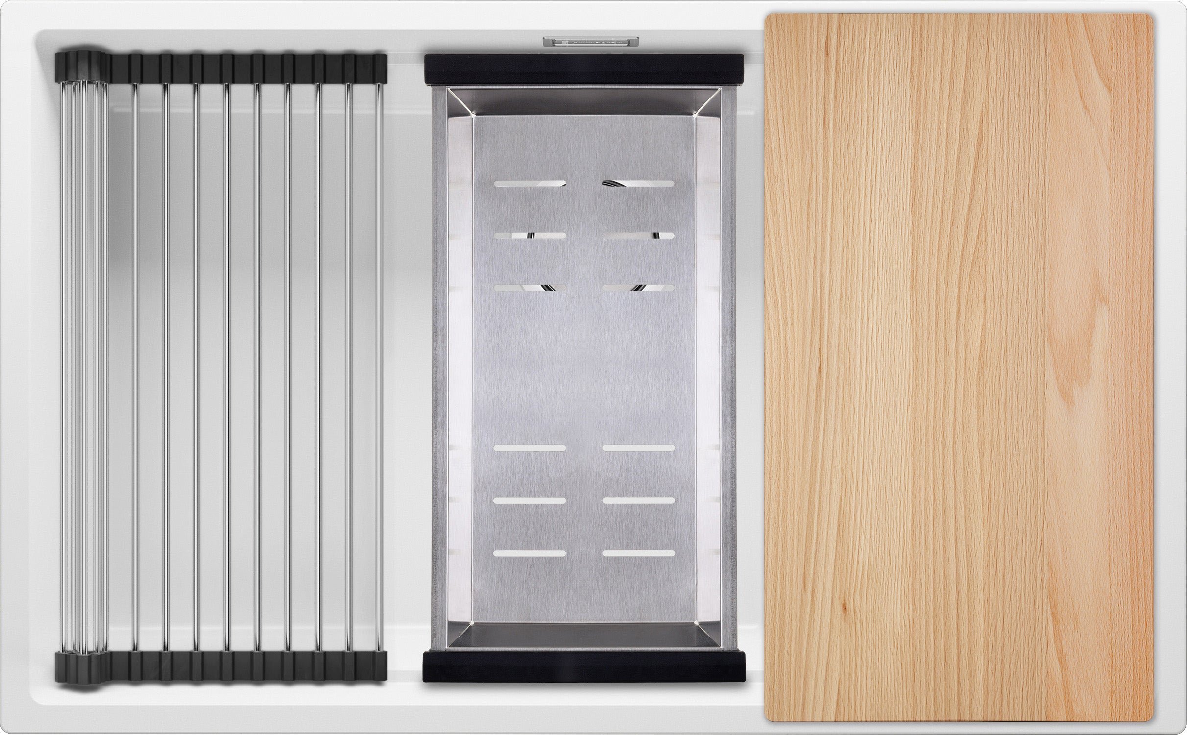 Evier Sous Plan Blanc 76x47cm, Evier en Granit 1 bac + Kit de Vidage ...