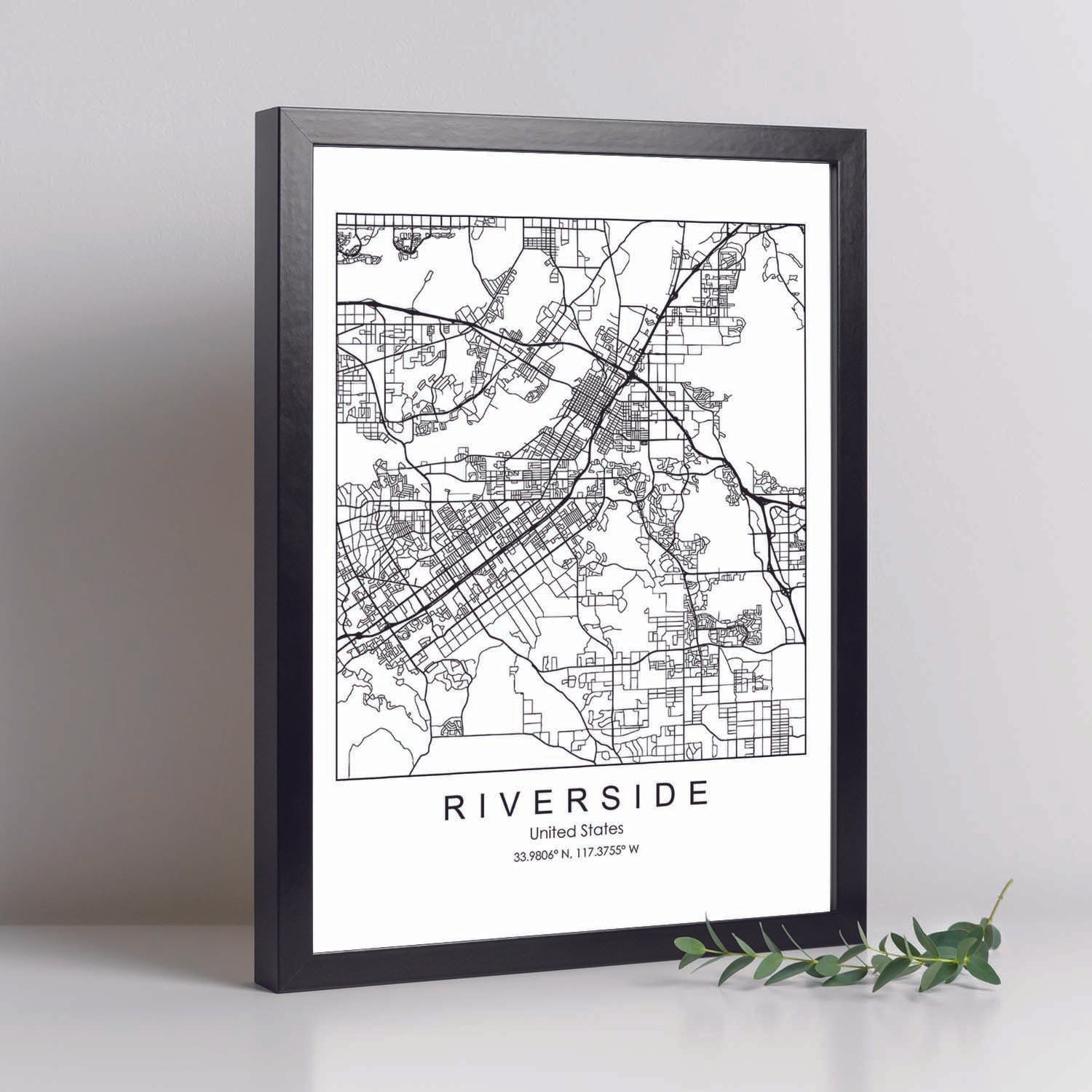 Poster Con Mapa De Riverside. Lámina De Estados Unidos, Con Imágenes De ...