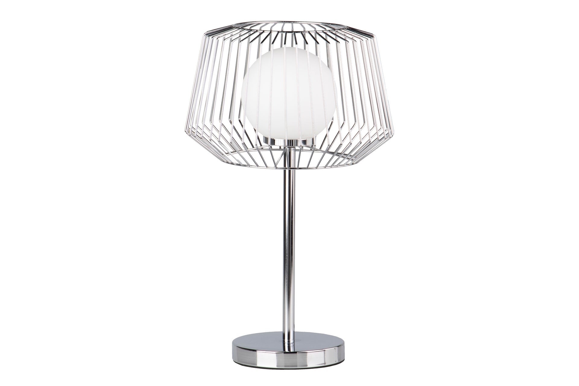 Lampara Sobremesa Metal Plateado Blanco 32x32x52cm | Leroy Merlin