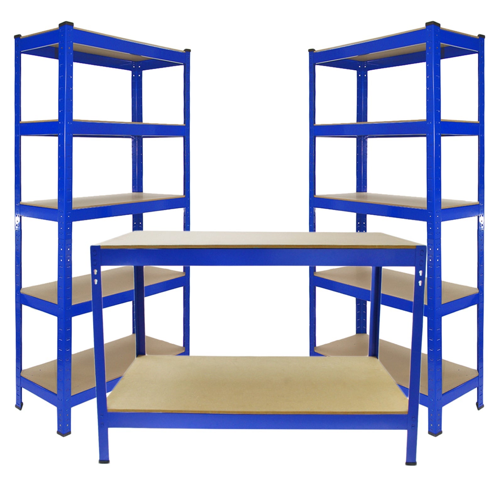 Monster Racking 2 x Rayonnage T-Rax 90 x 30 x 180 cm Bleu & Etabli de ...