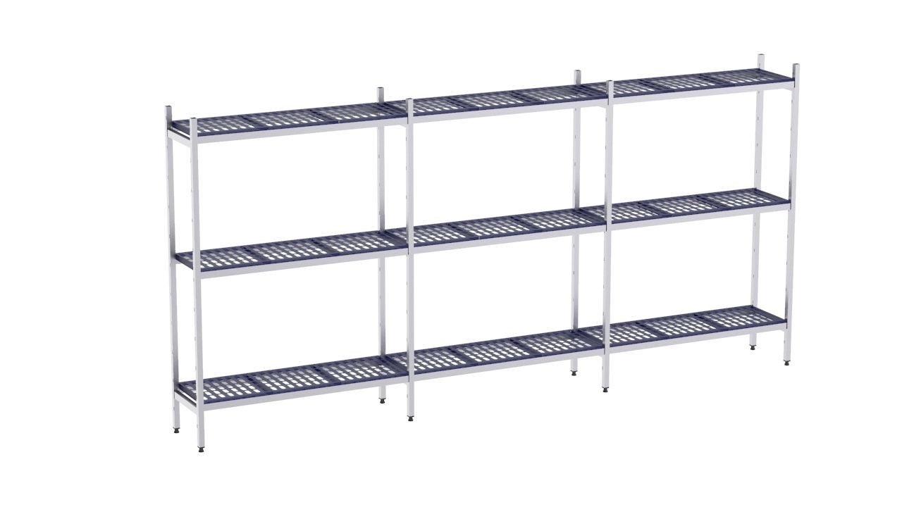 Rayonnage en Inox avec Clayettes 3 Niveaux en Polypropylène P.500mm et ...