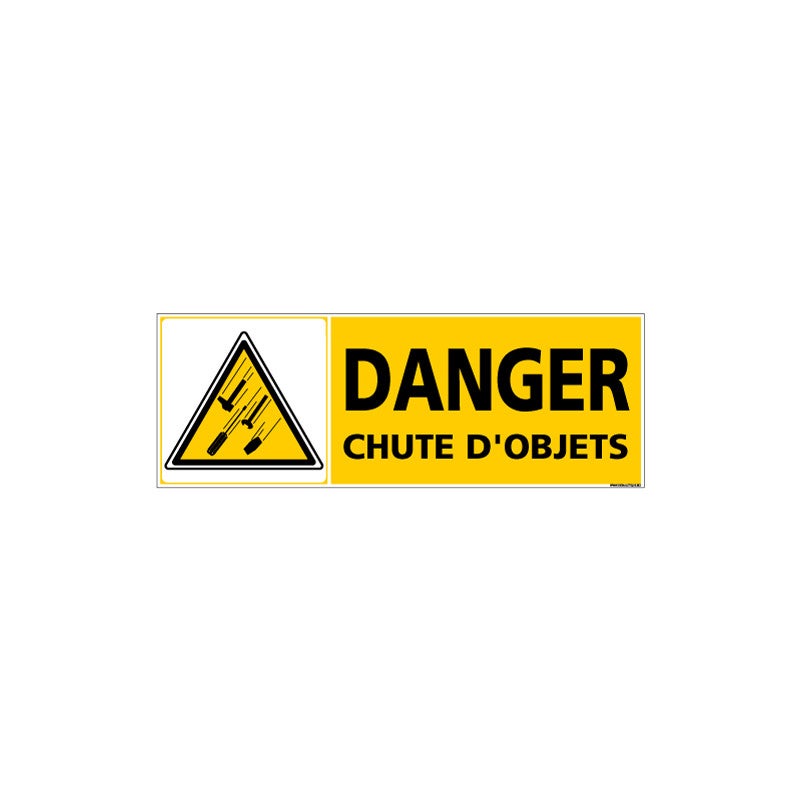 Panneau DANGER CHUTE D'OBJETS (C1359) 210 x 75 mm Matière PVC | Leroy ...