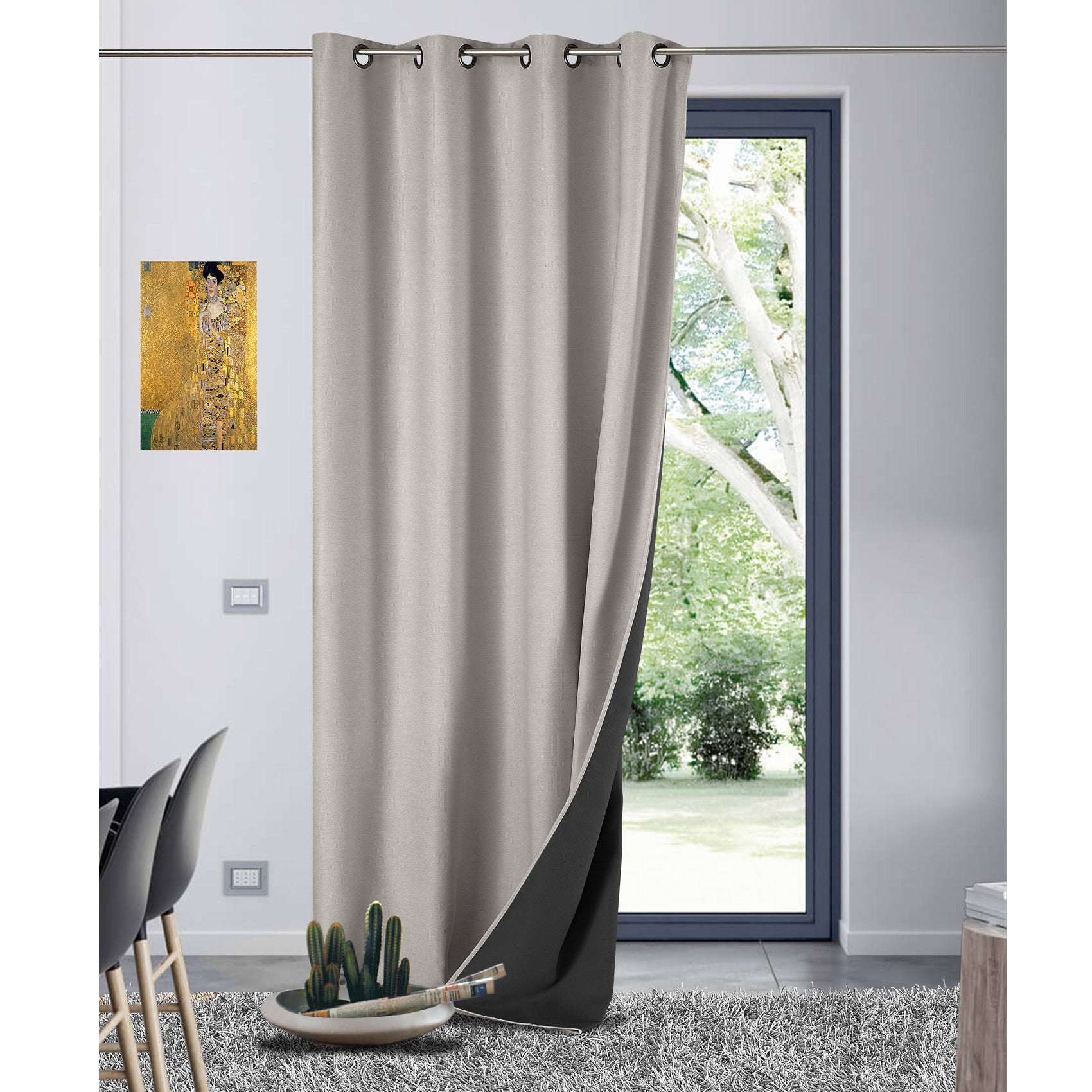 Rideau anti-froid doublé polaire - Naturel - 140x300 cm - Flanelle ...