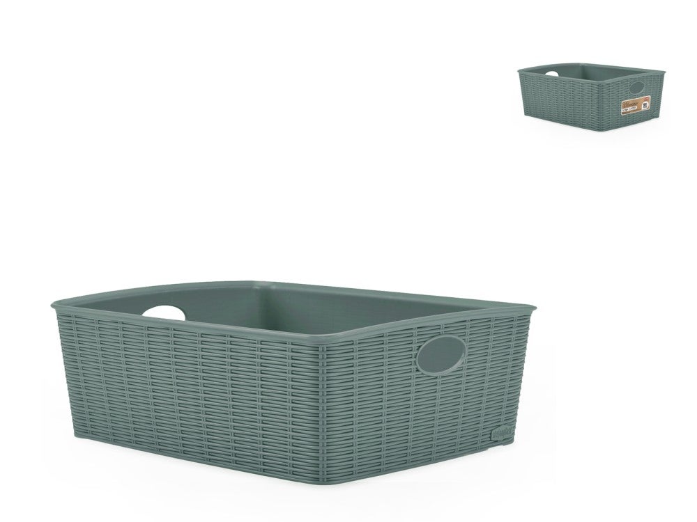 Panier Elegance en polypropylène recyclé, coloris vert sauge, 36 x 29 x ...