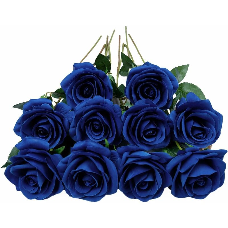 Bleu Royal Lot de 10 Roses artificielles en Soie pour Arrangement de ...