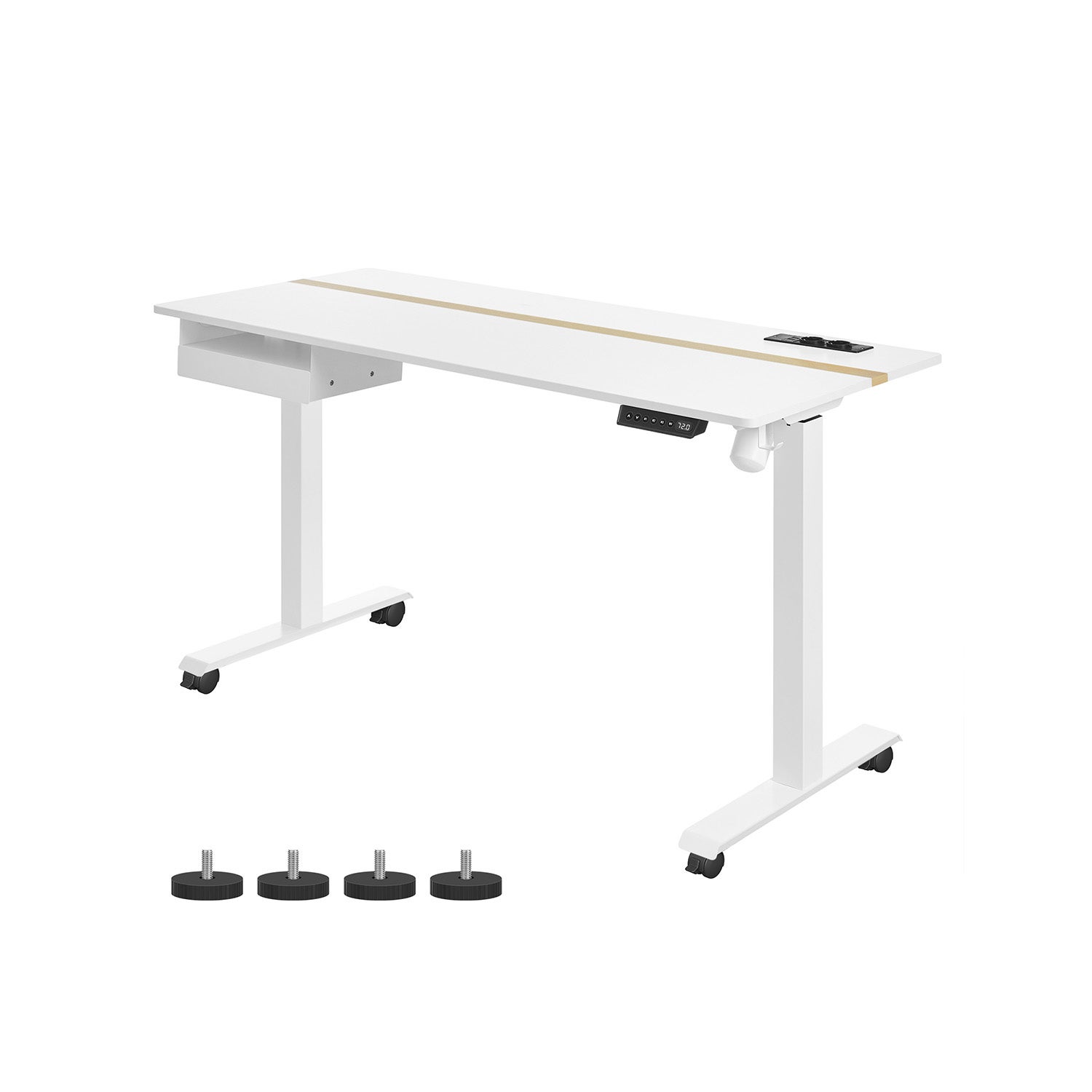 Bureau réglable en hauteur électriquement avec prise et tiroir, 60 x ...